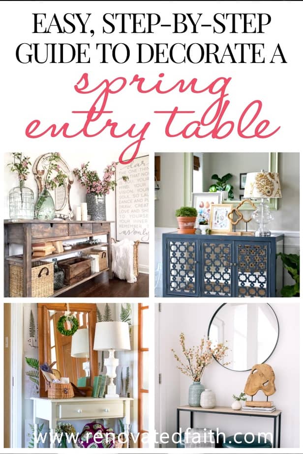 how to decorate a console table for spring - Renovated Faith