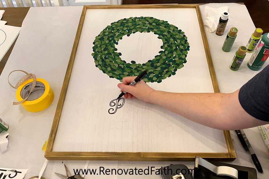 DIY Fingerprint Wreath Wall Art (With Your Family’s Fingerprints & Name!)